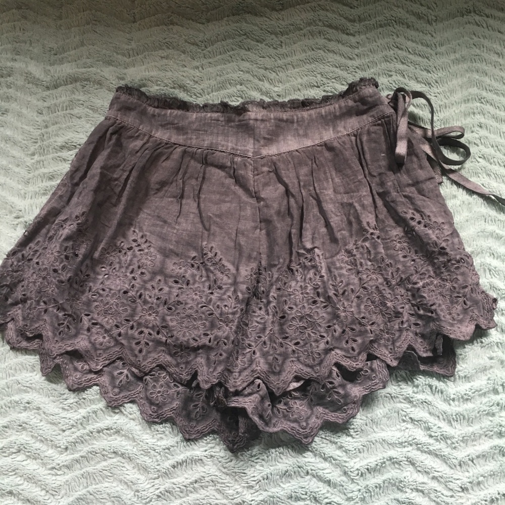 Free People Gray Eyelet High Rise Shorts Nwt - Gem